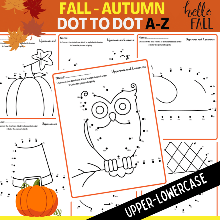 Fall Dot to dot A-Z Autumn Connect the dots Worksheets For KIDS | Made ...
