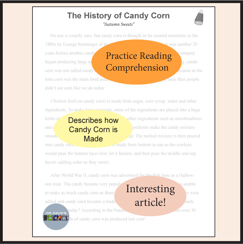 Halloween Reading Comprehension Candy Corn Informational Passage | Made ...