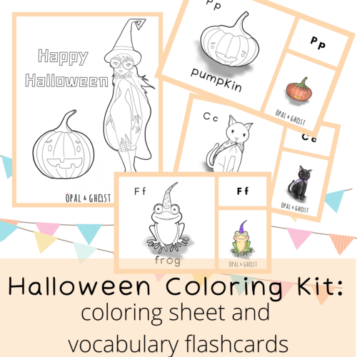 Halloween Coloring Kit: Vocabulary Flashcards and Sheet | Made By Teachers