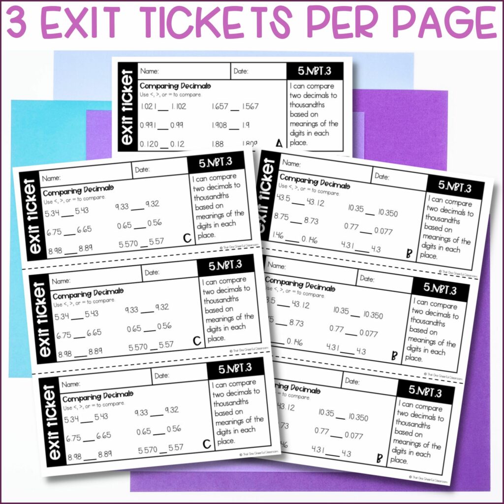 5th Grade Math Exit Tickets - Made By Teachers