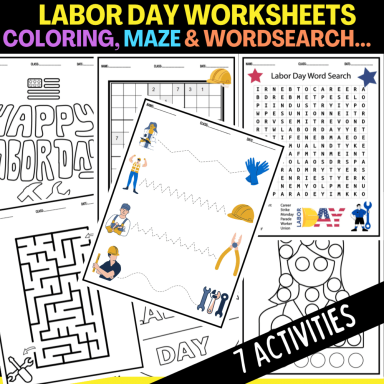 Labor Day Activities Worksheets For Preschool & Kindergarten | Made By ...