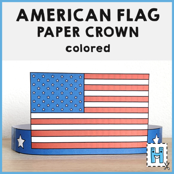 American Flag Paper Crown Printable 4th of July Craft Activity Template ...