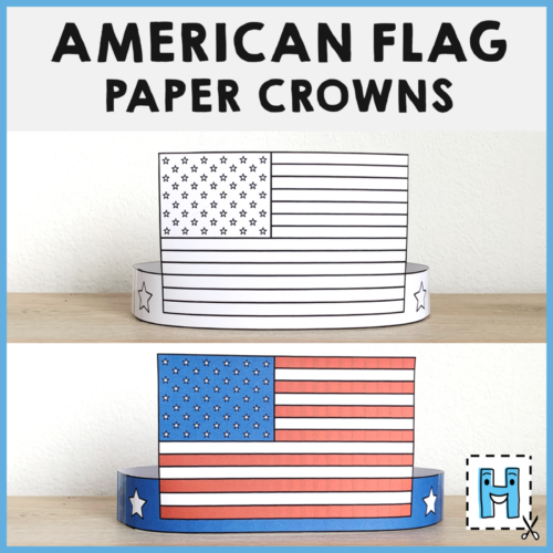 American Flag Paper Crown Printable 4th of July Coloring Craft Activity ...