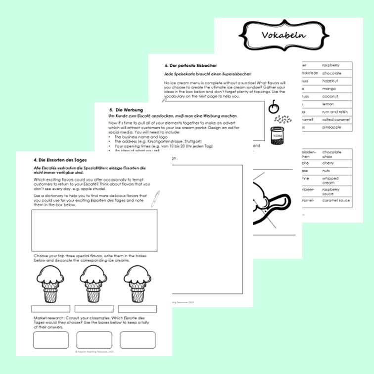 German project: design an ice cream parlor - Made By Teachers