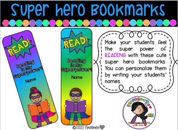 Free Superhero bookmark - Made By Teachers