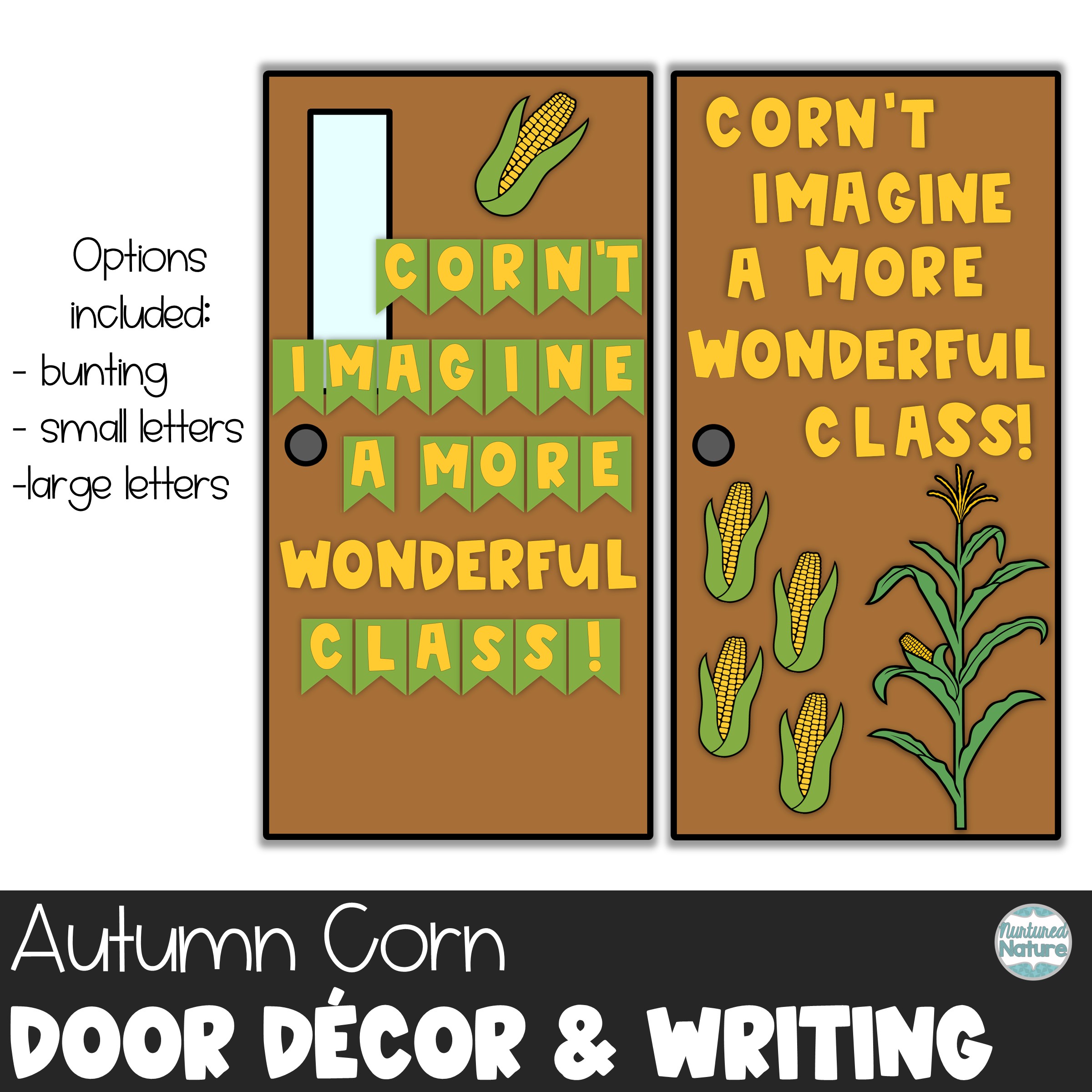Fall Door Decoration or Bulletin Board - Autumn Corn Theme Writing ...