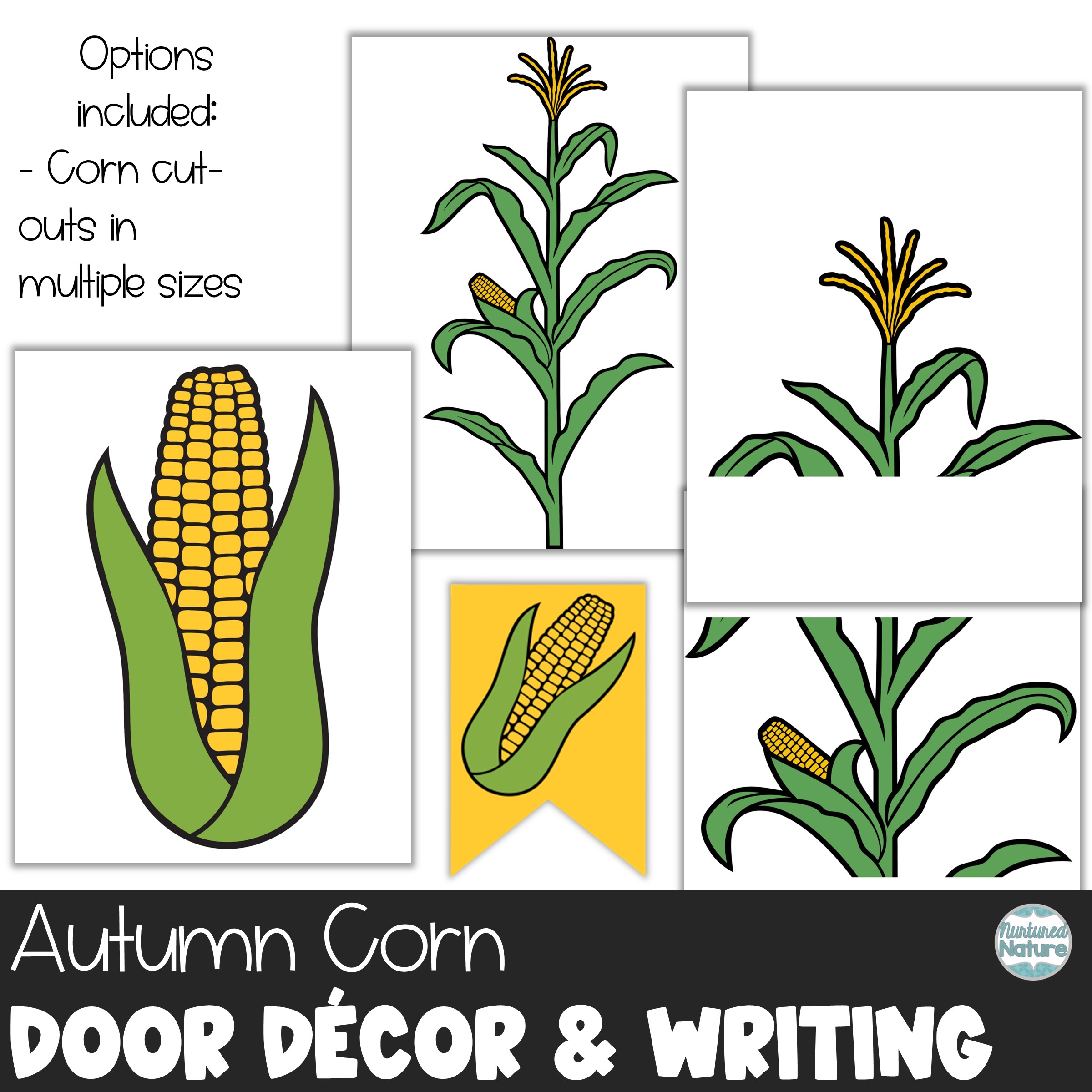 Fall Door Decoration or Bulletin Board - Autumn Corn Theme Writing ...