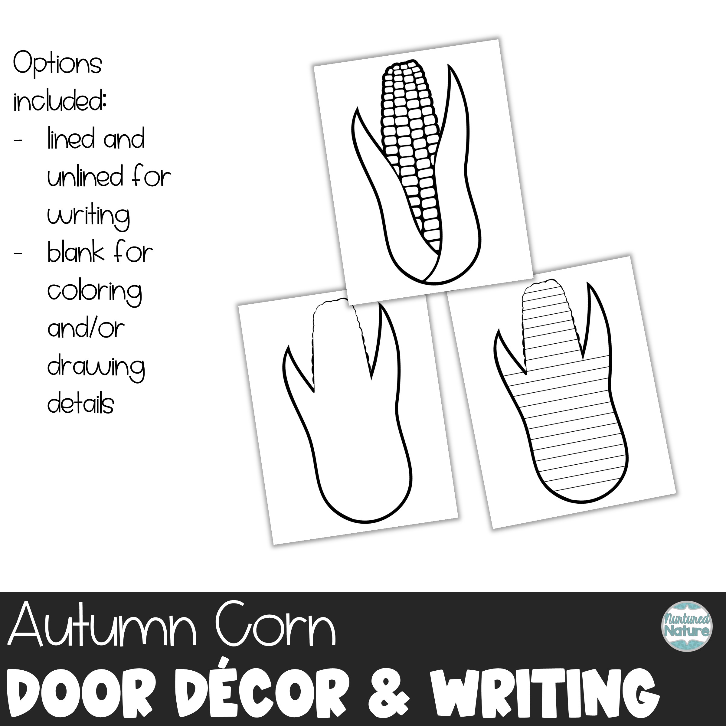 Fall Door Decoration or Bulletin Board - Autumn Corn Theme Writing ...