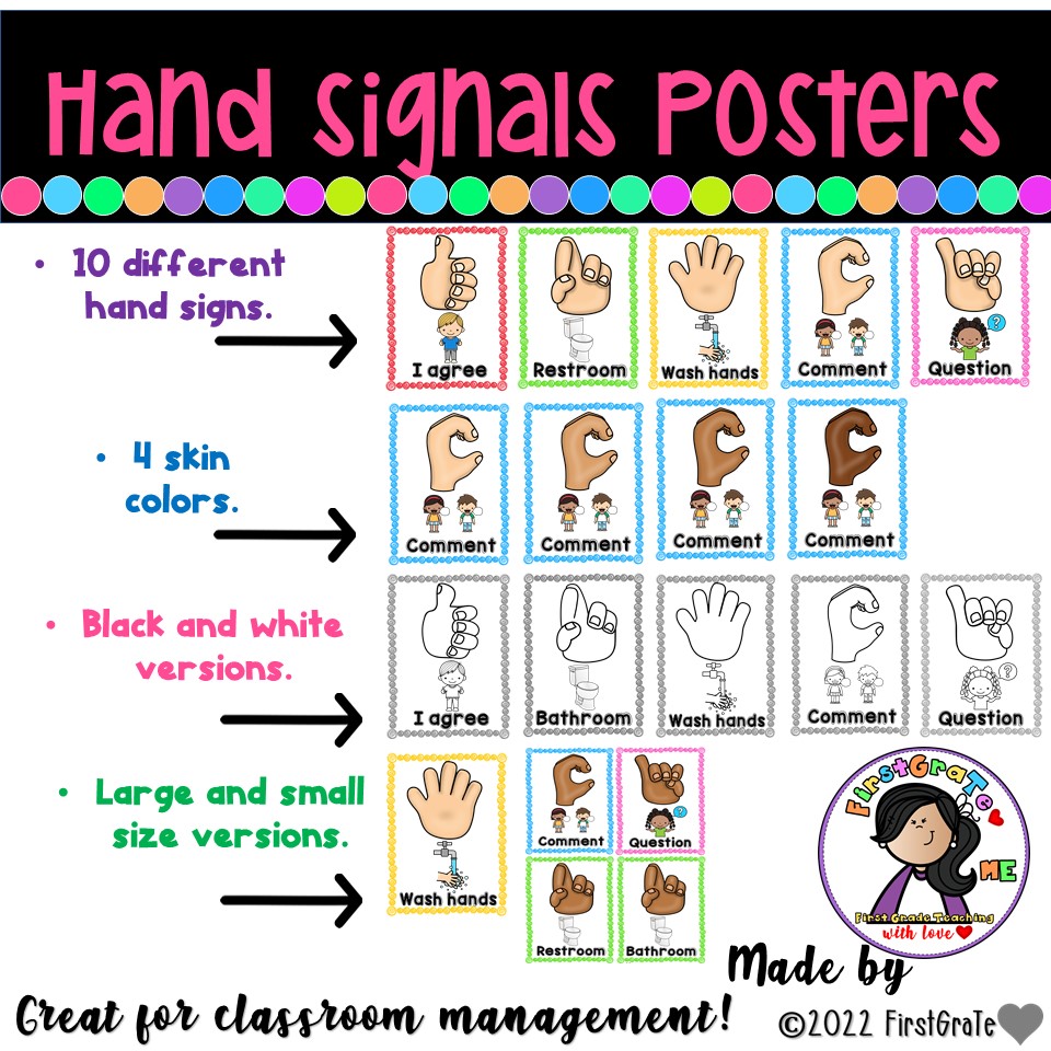 Hands signals Posters for the classroom | Made By Teachers