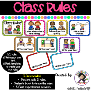 EDITABLE Class Rules Posters + Student's book and Class Activities ...