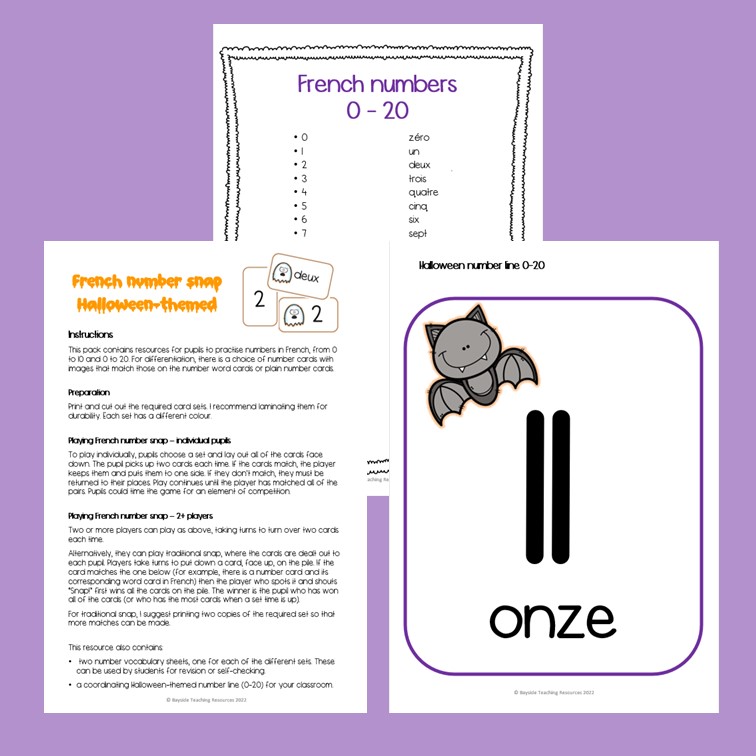 French Halloween number matching game - Made By Teachers