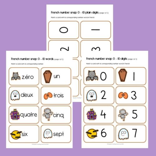French Halloween number matching game - Made By Teachers