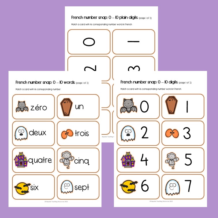 French Halloween number matching game - Made By Teachers