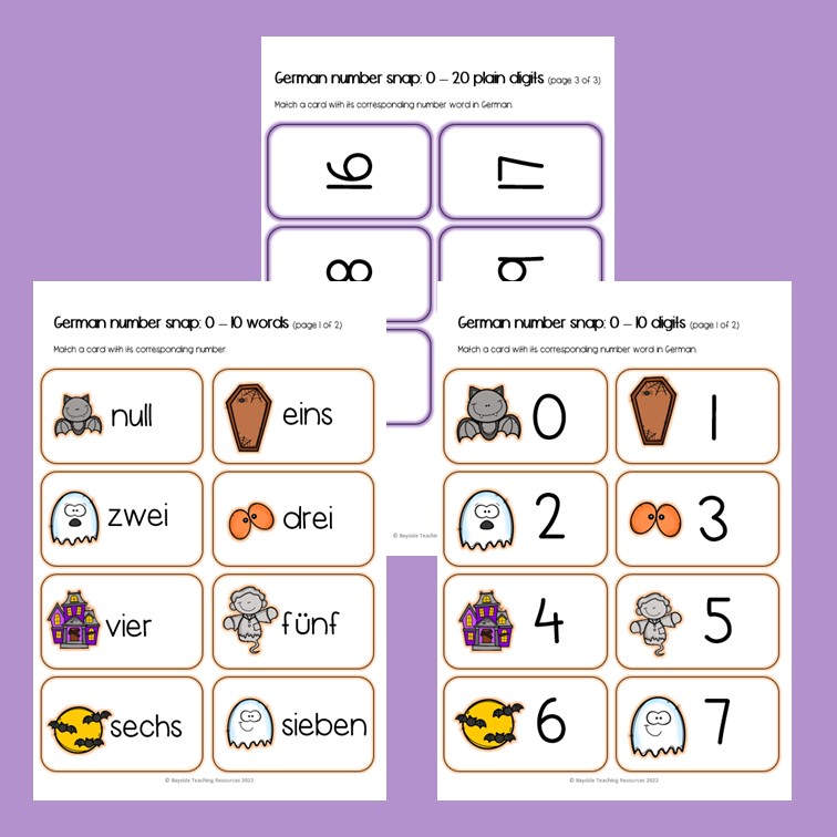 German Halloween number matching game | Made By Teachers