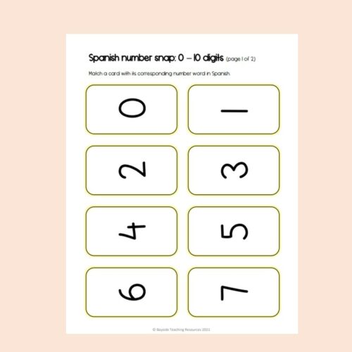Spanish number matching game - Made By Teachers