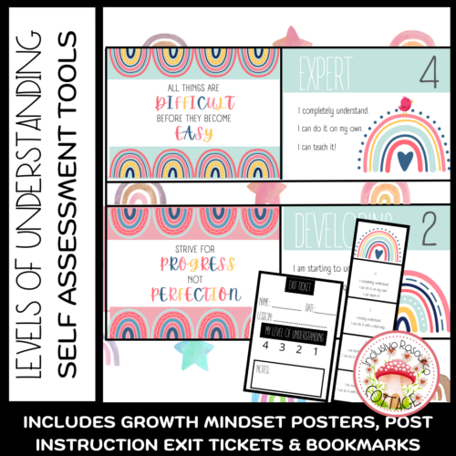 Levels Of Understanding Self Assessment Posters + Growth Mindset ...