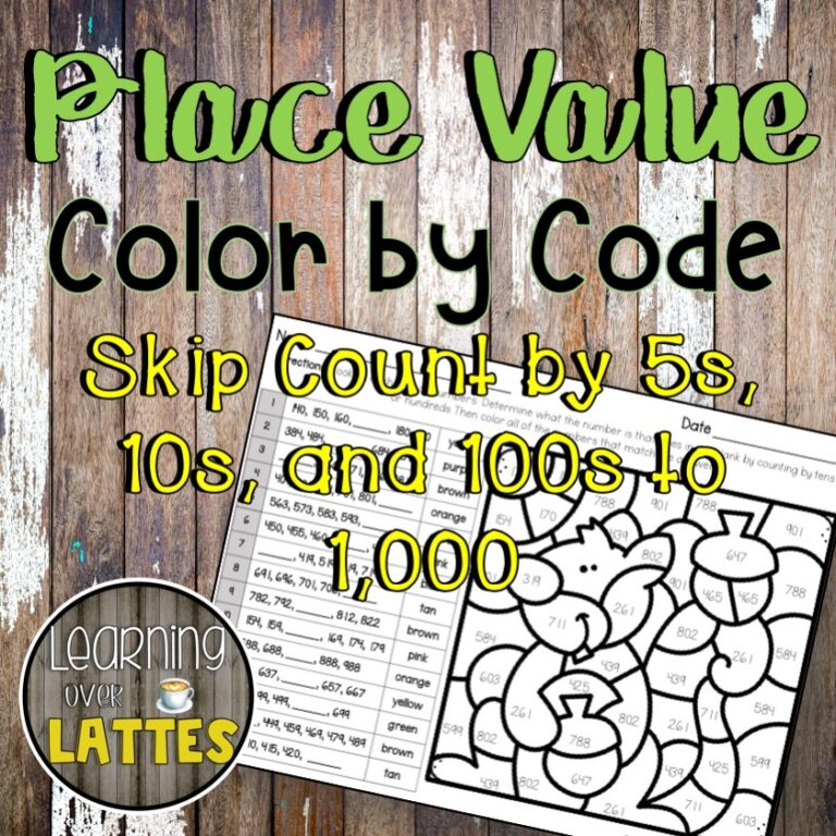 Place Value Color by Code- Skip Counting by 5s, 10s, and 100s to 1,000 ...