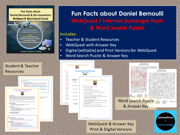 Daniel Bernoulli - WebQuest & Word Search Puzzle - Made By Teachers