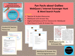 Fun Facts about Galileo - WebQuest & Word Search Puzzle - Made By Teachers