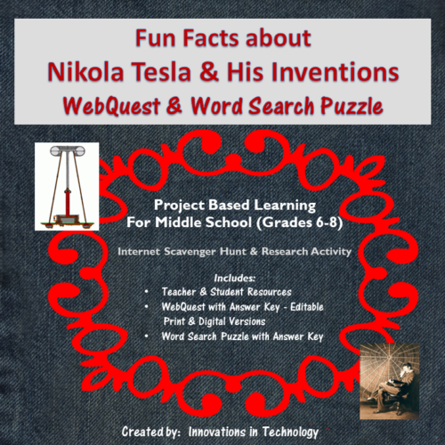 Nikola Tesla - WebQuest & Word Search Puzzle | Made By Teachers