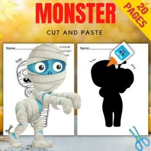 Printable Halloween Monster Cut & Paste | Scissor Skills Glue Actvity ...