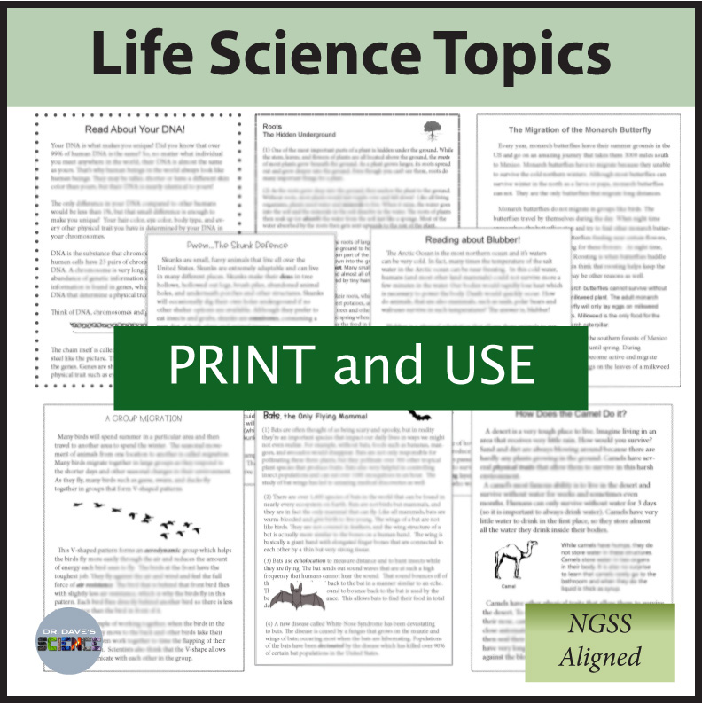 Life Science Reading Comprehension Passages and Questions Bundle - Made ...