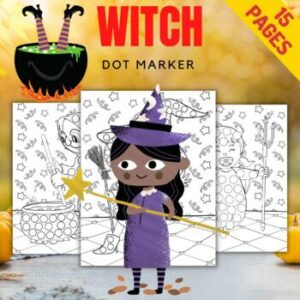 Printable Halloween Witch Dot Marker Activity Pages - Coloring Sheets ...