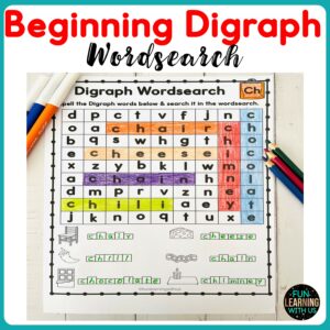 Beginning Digraph Wordsearch | Kindergarten Literacy Center Activity ...