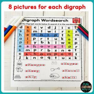 Beginning Digraph Wordsearch | Kindergarten Literacy Center Activity ...