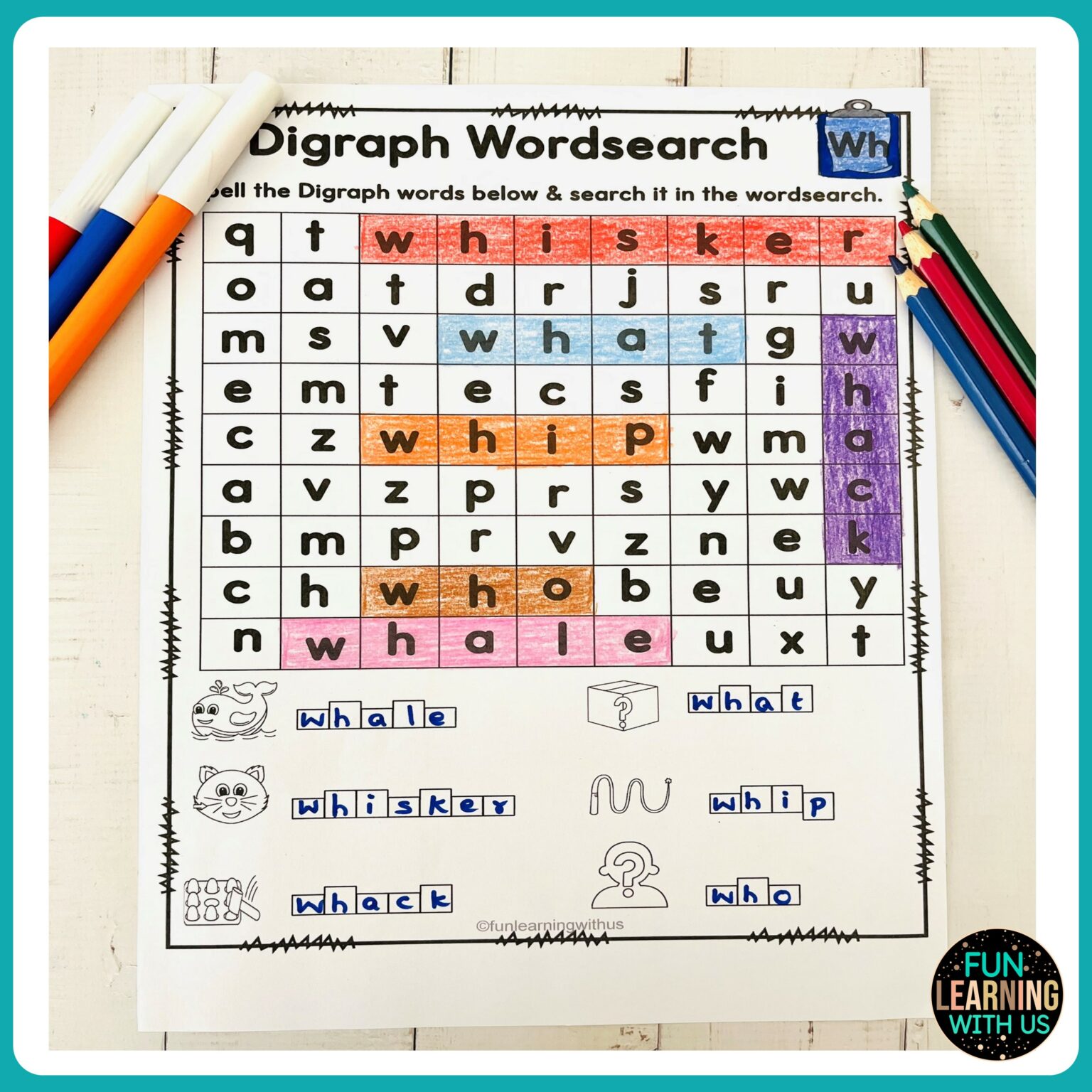 Beginning Digraph Wordsearch | Kindergarten Literacy Center Activity ...
