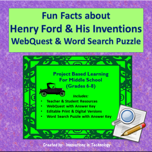 Henry Ford - WebQuest & Word Search Puzzle - Made By Teachers