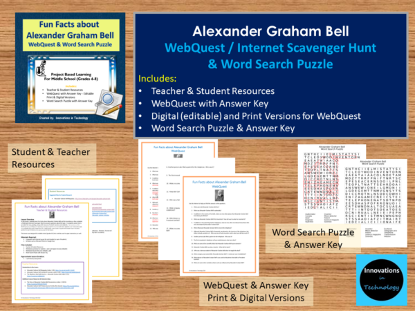 Alexander Graham Bell - WebQuest & Word Search Puzzle | Made By Teachers