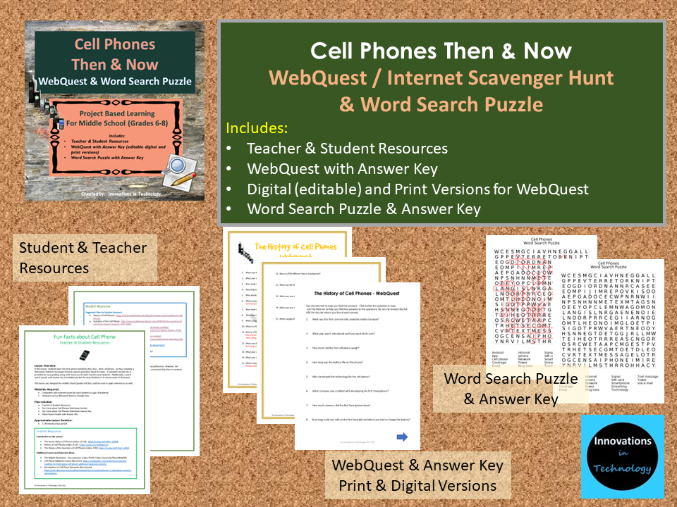 Fun Facts about Cell Phones - WebQuest & Word Search Puzzle - Made By ...