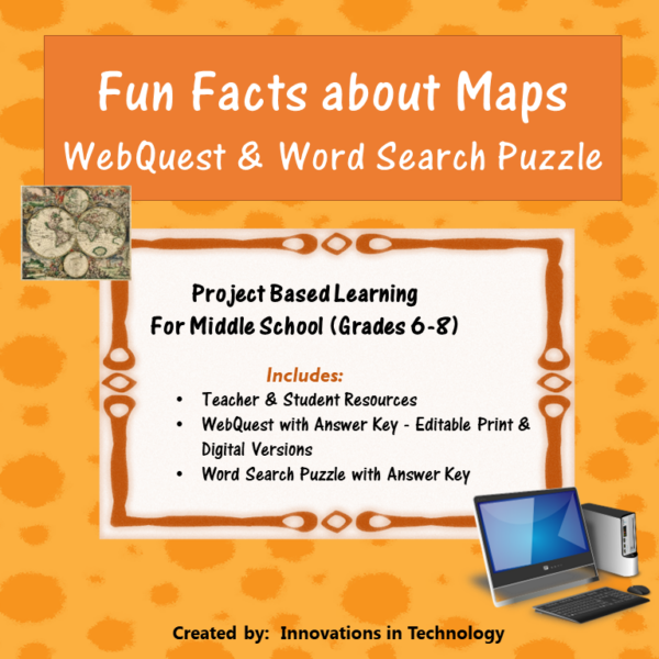Fun Facts about Maps - WebQuest & Word Search Puzzle - Made By Teachers