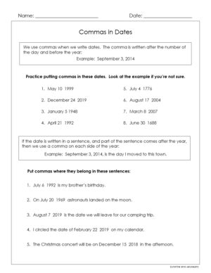 Commas in Dates - Places - Lists - Letters - Grades 2-3-4 - 7 ...