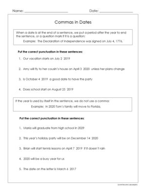 Commas in Dates - Places - Lists - Letters - Grades 2-3-4 - 7 ...