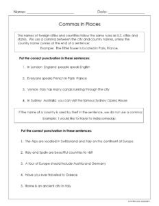 Commas in Dates - Places - Lists - Letters - Grades 2-3-4 - 7 ...