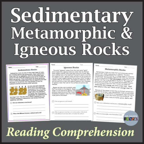 Types Of Rocks Reading Comprehension Sedimentary Igneous And