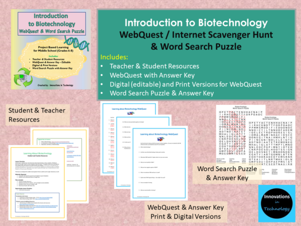 Learning about Biotechnology - WebQuest & Word Search Puzzle - Made By ...