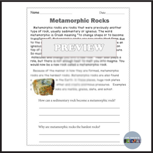 Types of Rocks Reading Comprehension Sedimentary, Igneous, and ...