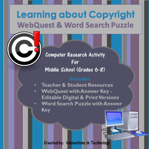 Learning about Copyright - WebQuest & Word Search Puzzle - Made By Teachers