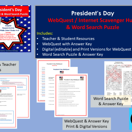 President's Day - WebQuest & Word Search Puzzle | Made By Teachers
