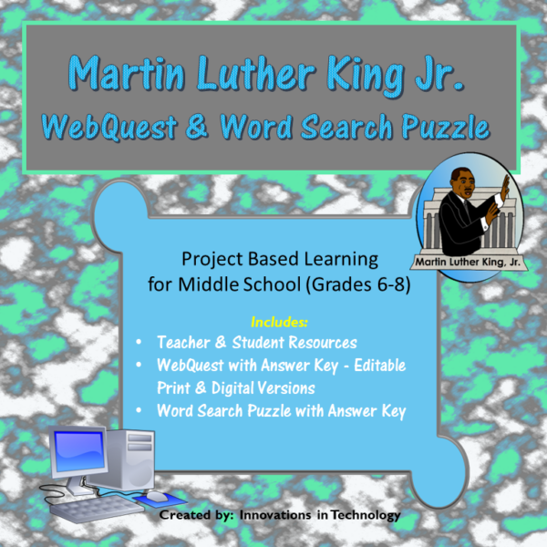 Martin Luther King Jr. - WebQuest & Word Search Puzzle | Made By Teachers
