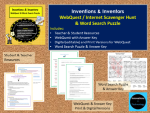 Inventors & Inventions - WebQuest & Word Search Puzzle - Made By Teachers