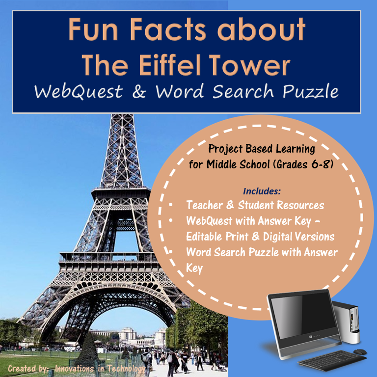 Learning about The Eiffel Tower - WebQuest & Word Search Puzzle - Made ...