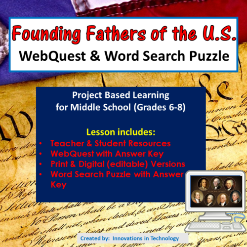 The U.S. Founding Fathers - WebQuest & Word Search Puzzle - Made By ...