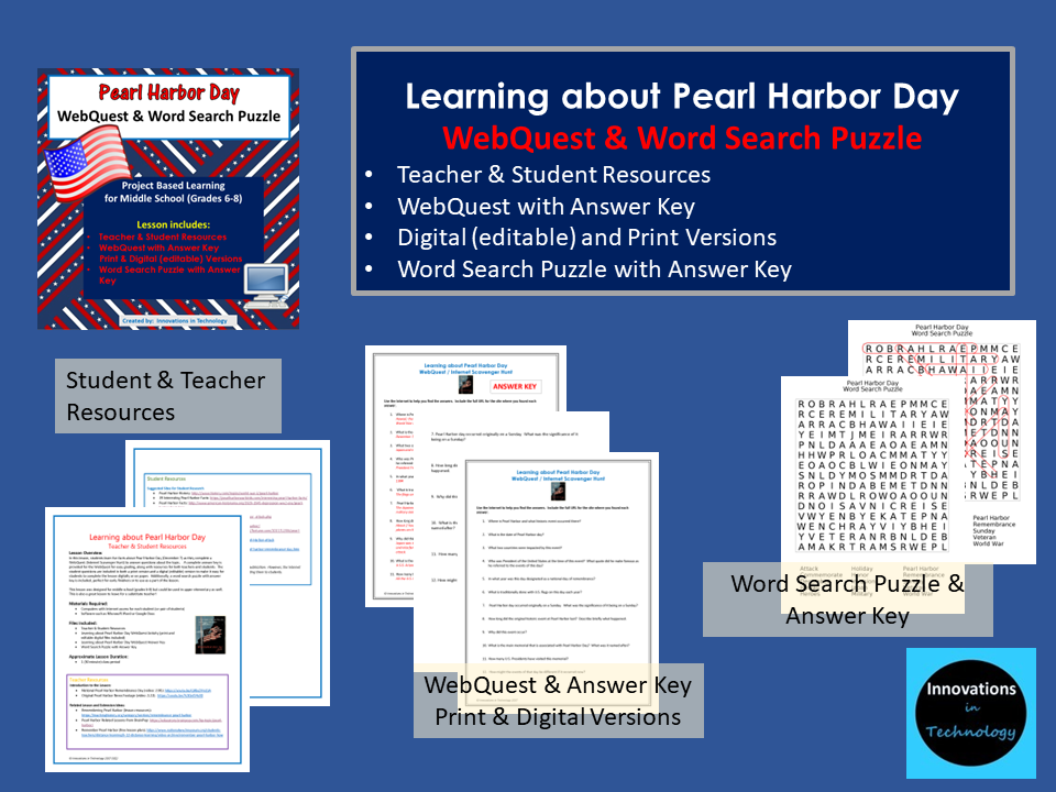 Pearl Harbor Day - WebQuest & Word Search Puzzle | Made By Teachers