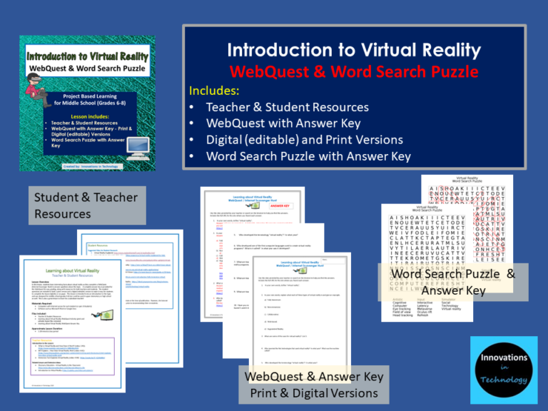 Virtual Reality - WebQuest & Word Search Puzzle - Made By Teachers