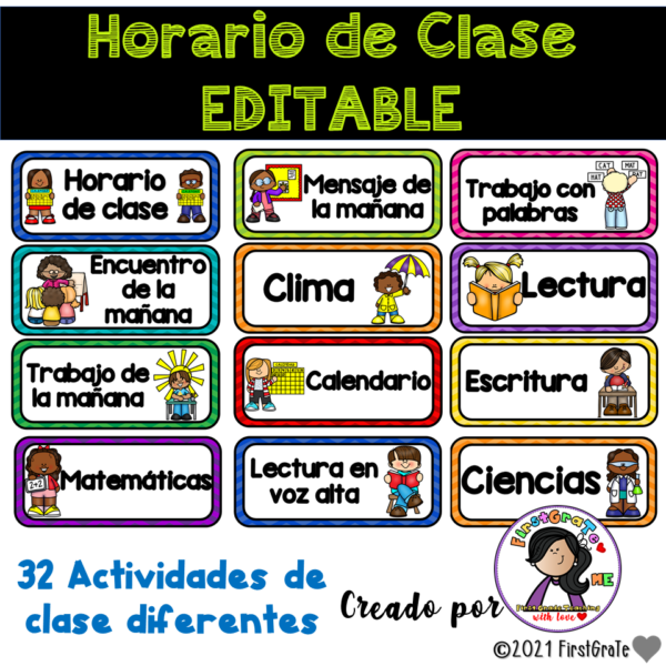 Horario de clase EDITABLE - Made By Teachers