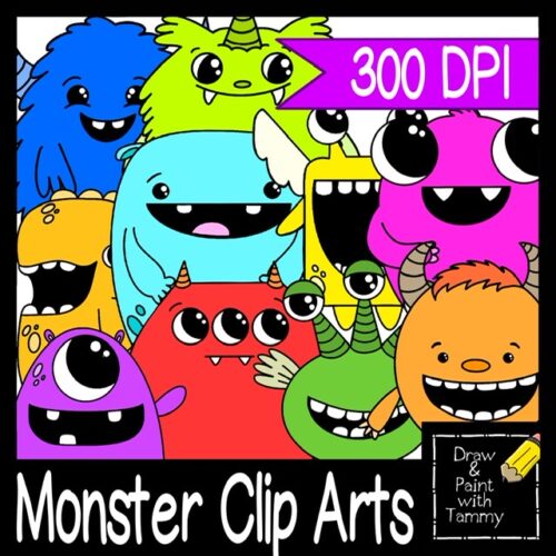 Cute Colorful Monster Clip Arts With Printable PDF Pages | Made By Teachers